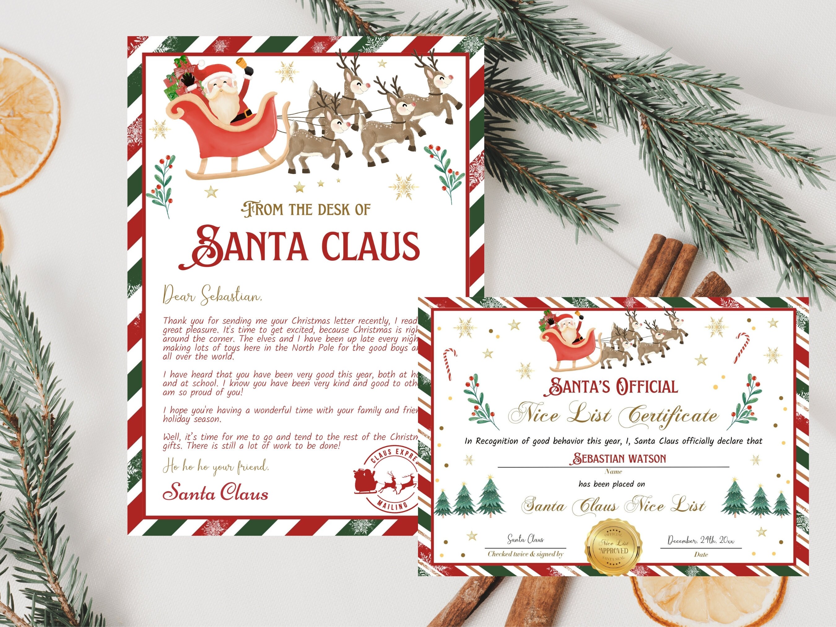 Official Letter Form Santa, Santa Certificate, Santa Claus Letter, Nice ...