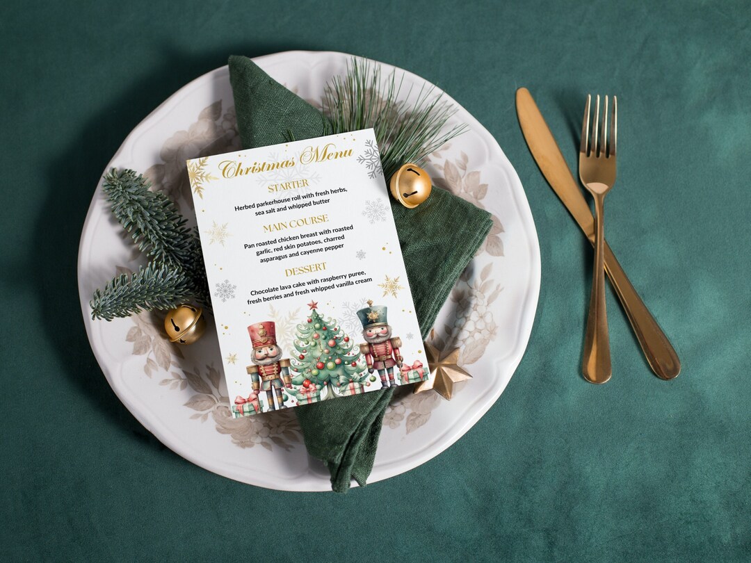 Nutcracker Dinner Menu Template, Printable Holiday Menu Card, Party ...