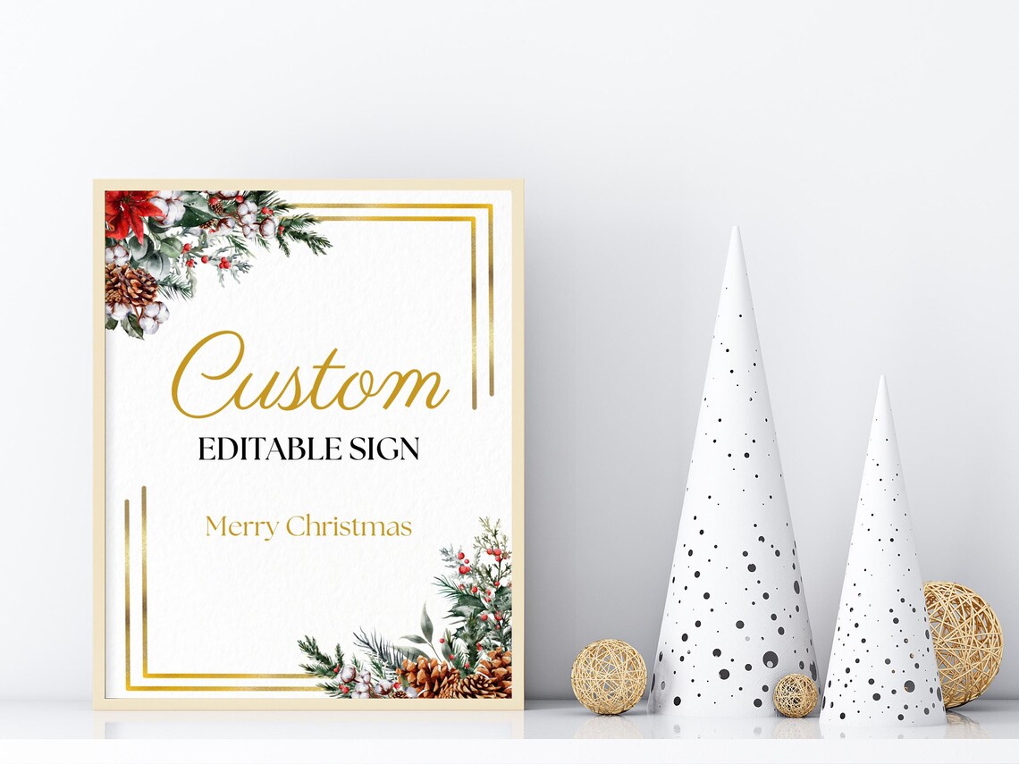 Personalized Christmas 8x10 Table Sign Printable Template Festive Decor ...