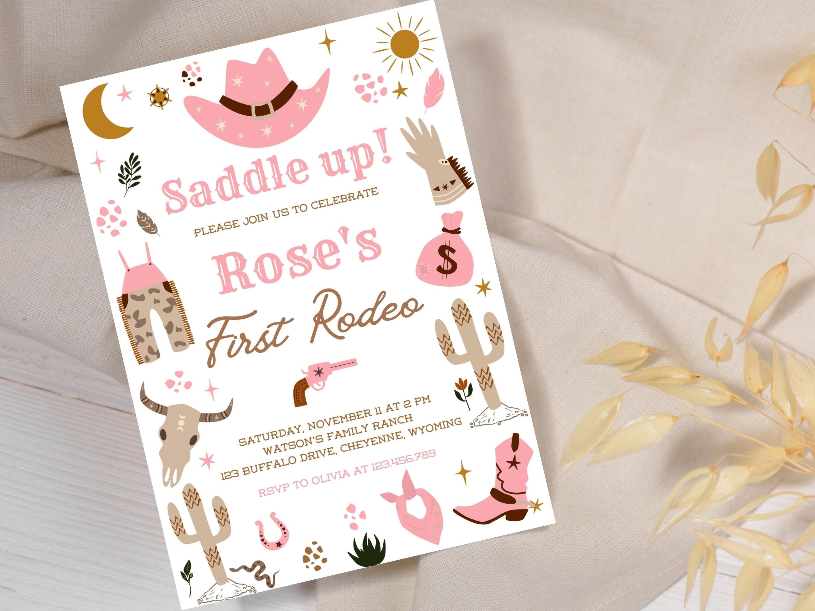 My First Rodeo Birthday Invitation, Cowgirl Invitation, Western ...