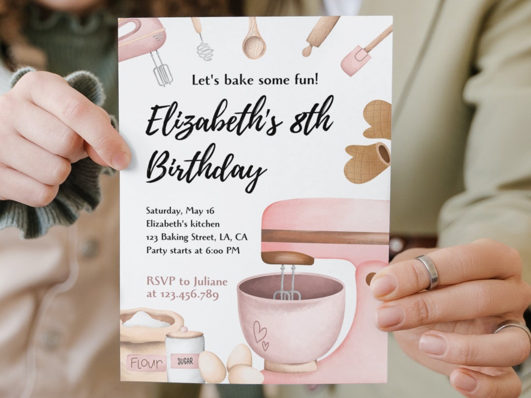 Cooking Birthday Party Invitation, Baking Birthday Card, Baking Party ...