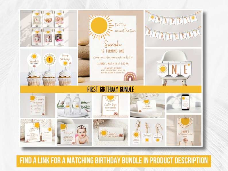 Sunshine Birthday Party Custom Birthday Sign | First Trip Around the ...