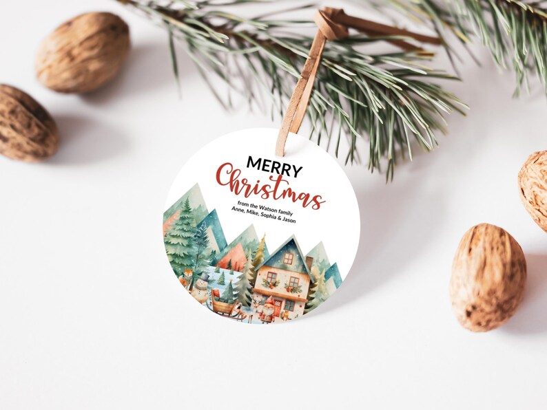 Printable Holiday Woodland Village Gift Labels Christmas Favor Tags ...