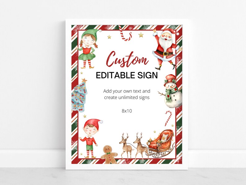 Christmas Custom Sign Template Christmas Editable Template - Etsy