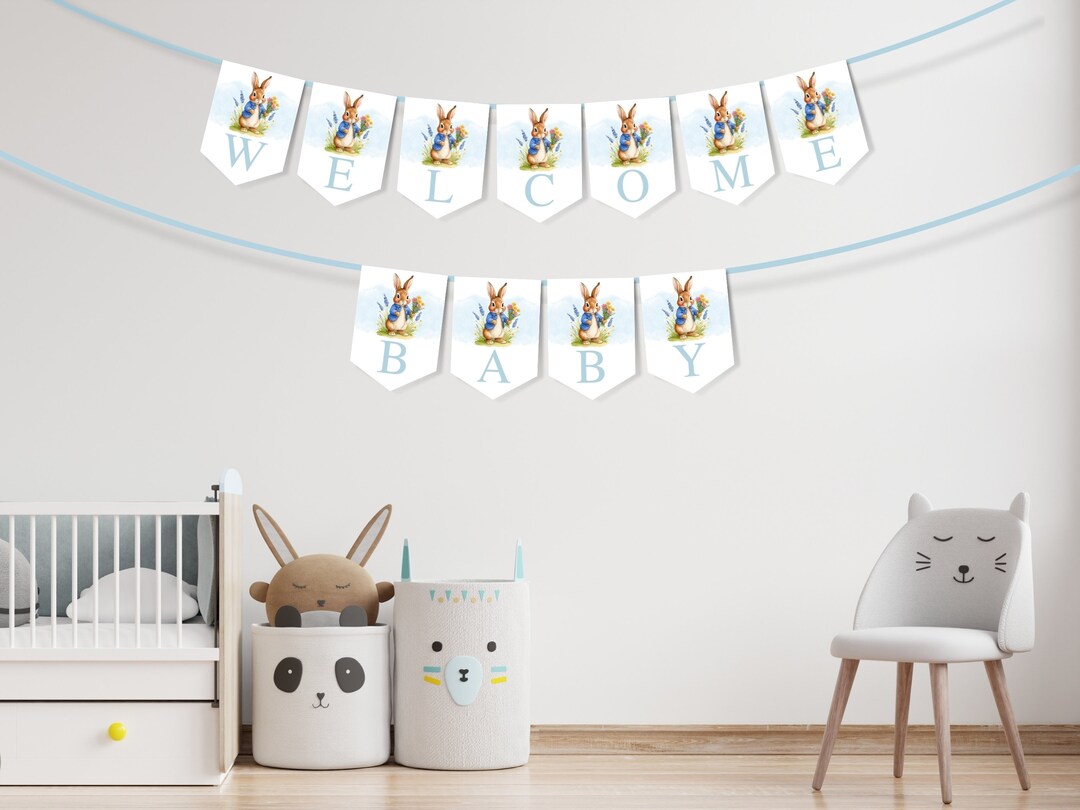 Peter Rabbit Baby Shower Banner, Flopsy Bunny Baby Shower Welcome ...