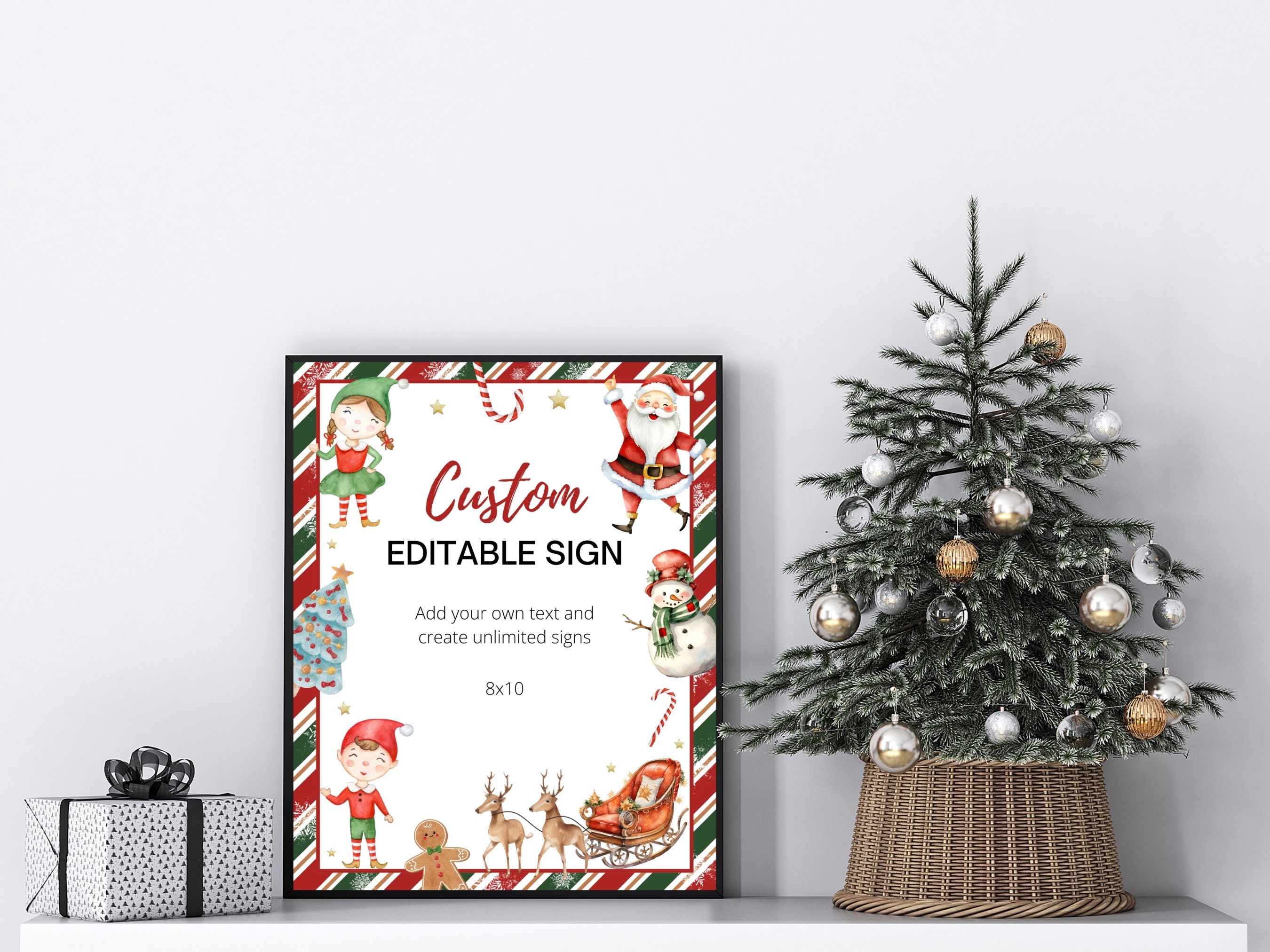 Christmas Custom Sign Template Christmas Editable Template - Etsy