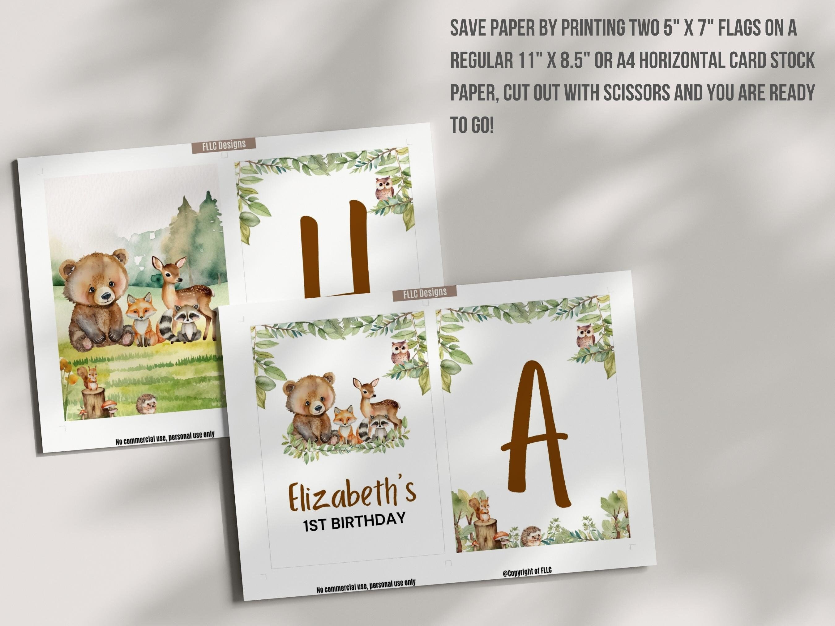 Woodland Theme Party Happy Birthday Banner | Wild One Animals Birthday ...