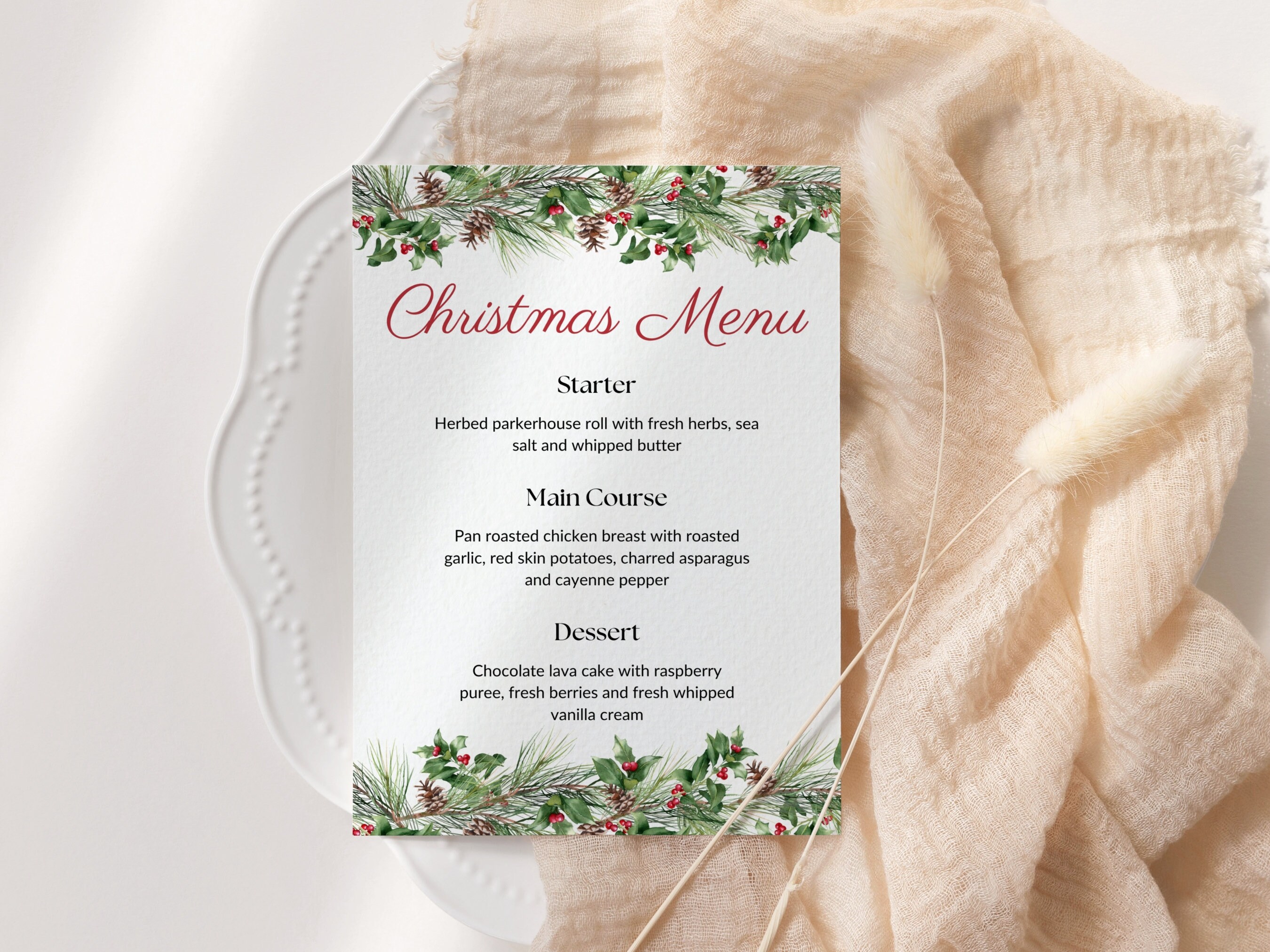 Christmas Dinner Party Menu Template, Christmas Menu Template, Holiday ...