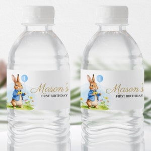 Peter Rabbit Birthday Water Bottle Labels, Peter Rabbit Party Water ...