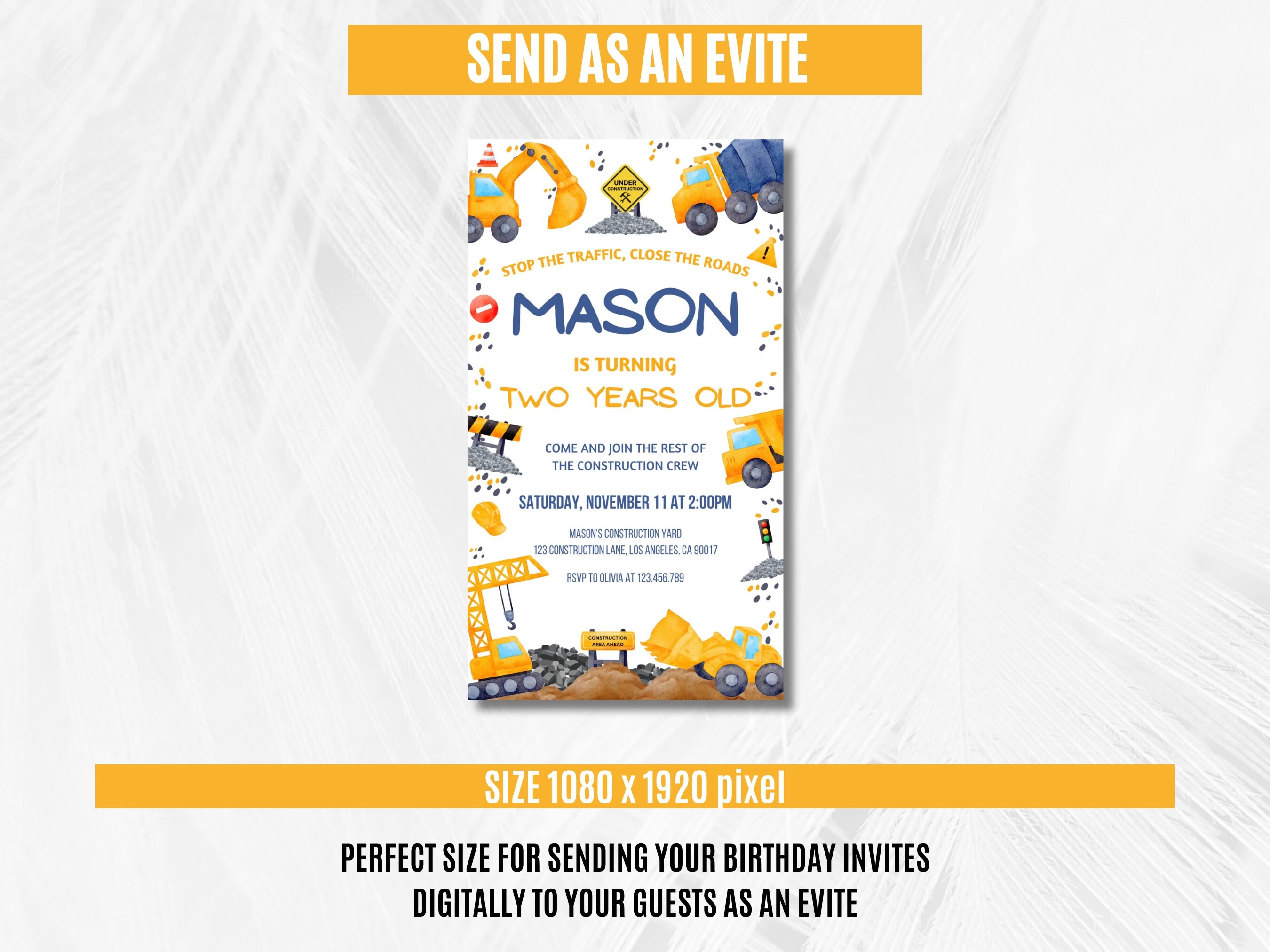 Construction Birthday Party Invitation, Construction Theme Birthday ...