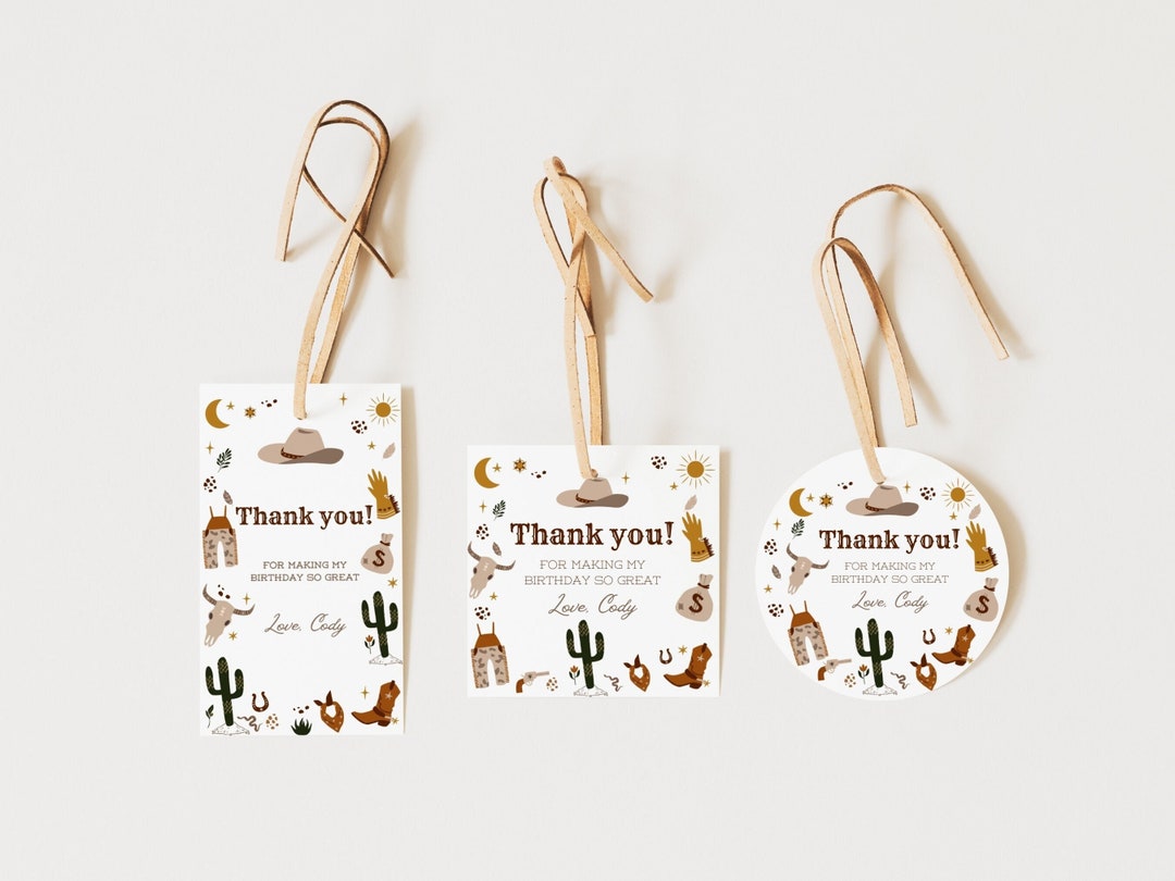 My First Rodeo Birthday Thank You Tags | Cowboy Western Gift Tags ...