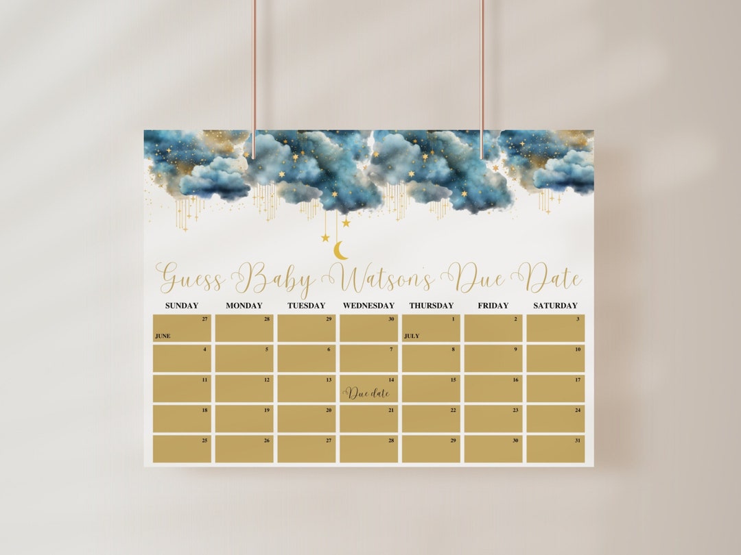 Twinkle Star Baby Shower Due Date Calendar (digital Download) - Etsy