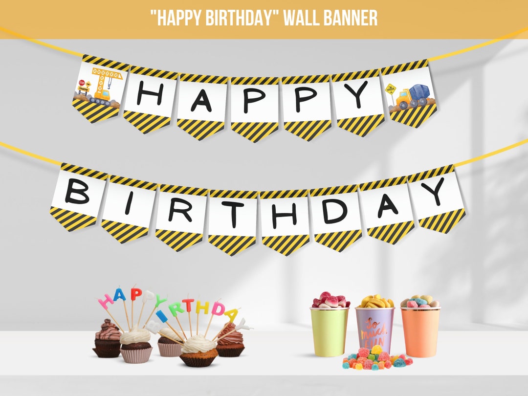 Construction Happy Birthday Banner, Construction Birthday Banner ...