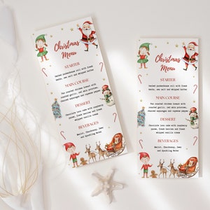 Editable Christmas Menu for Santa Dinner Parties, Santa Christmas Menu ...
