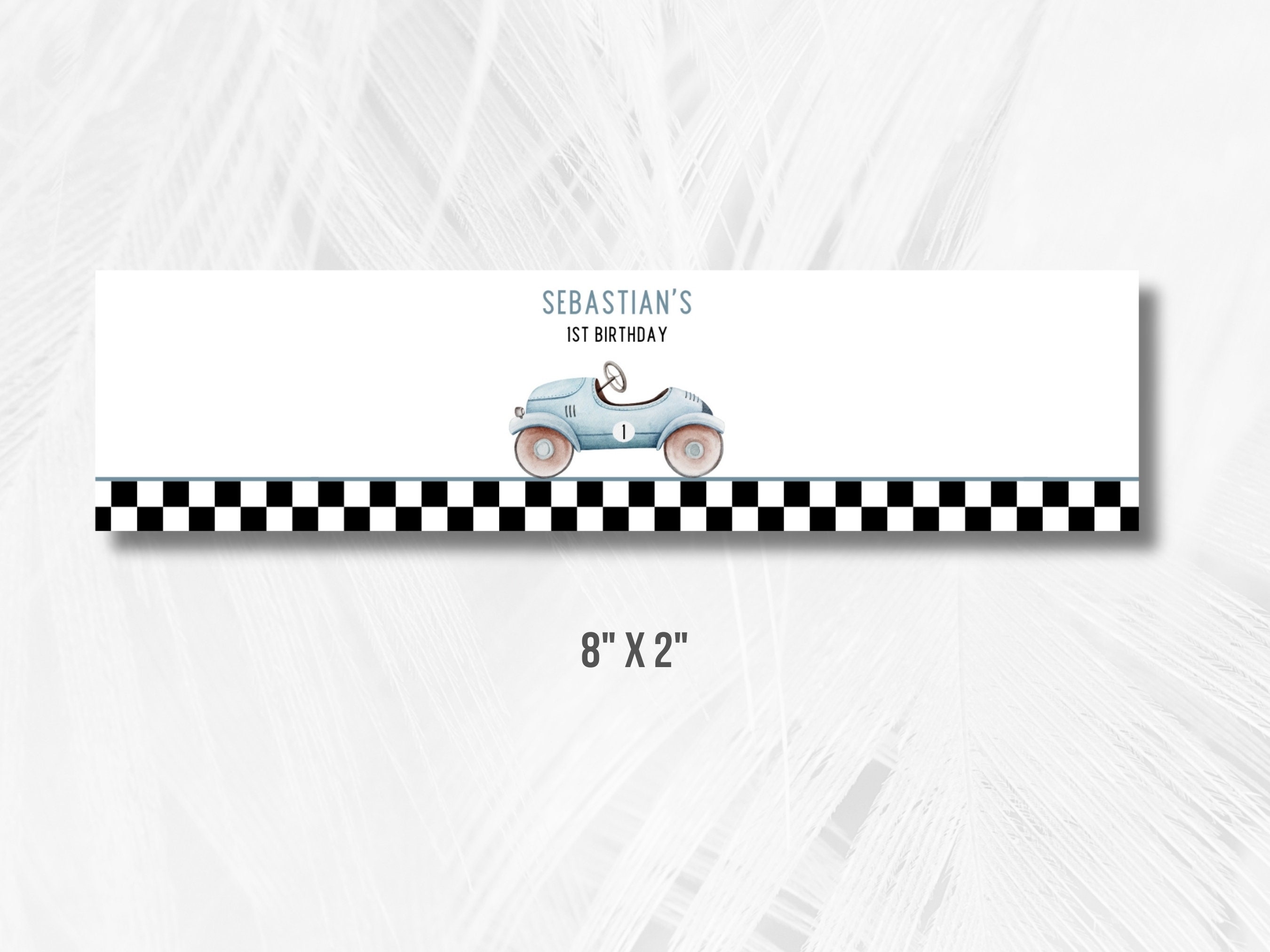 Fast One Birthday Water Bottle Labels, Vintage Race Car Party Water ...