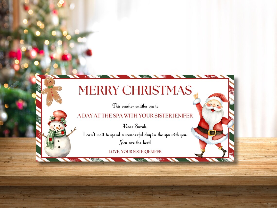 Christmas Gift Voucher Template, Editable Christmas Gift Certificate ...