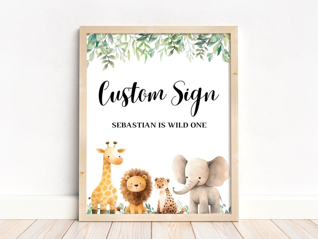 Wild One Birthday Sign: Custom Safari Jungle Theme (digital Download ...