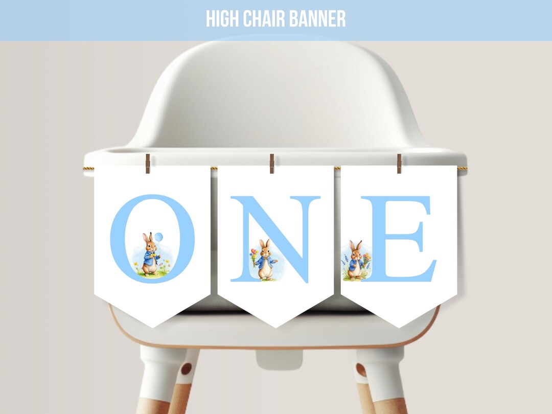 Peter Rabbit Birthday High Chair Banner, Peter Rabbit Party One Banner ...