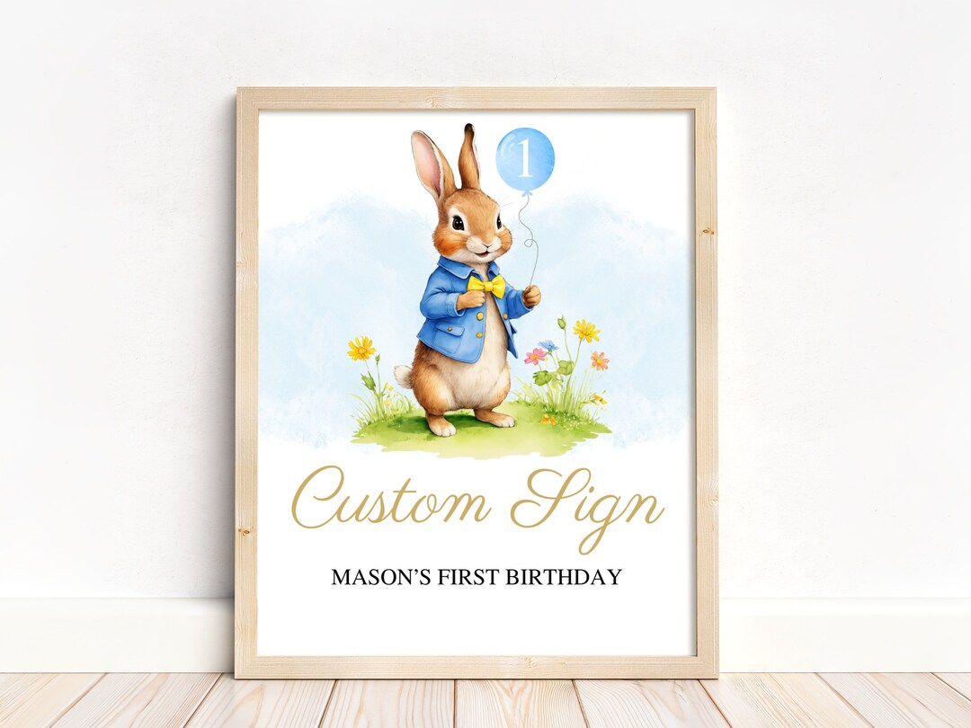 Peter Rabbit Custom Birthday Sign, Peter Rabbit Party Cards and Gifts ...