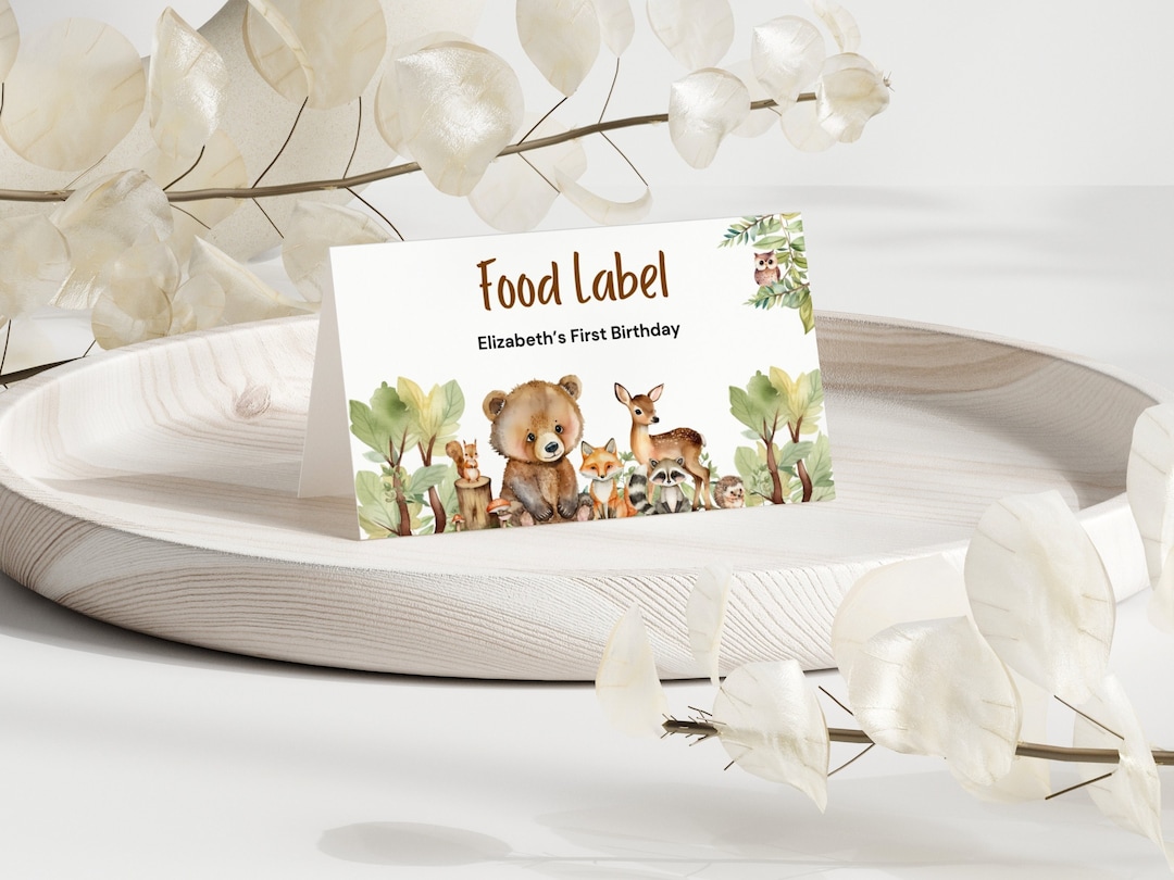 Woodland Animals Food Tent Cards | Wild One Birthday Table Labels ...