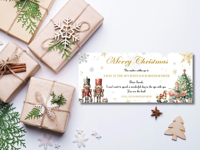 Nutcracker Christmas Gift Voucher Template, Editable Christmas Gift ...
