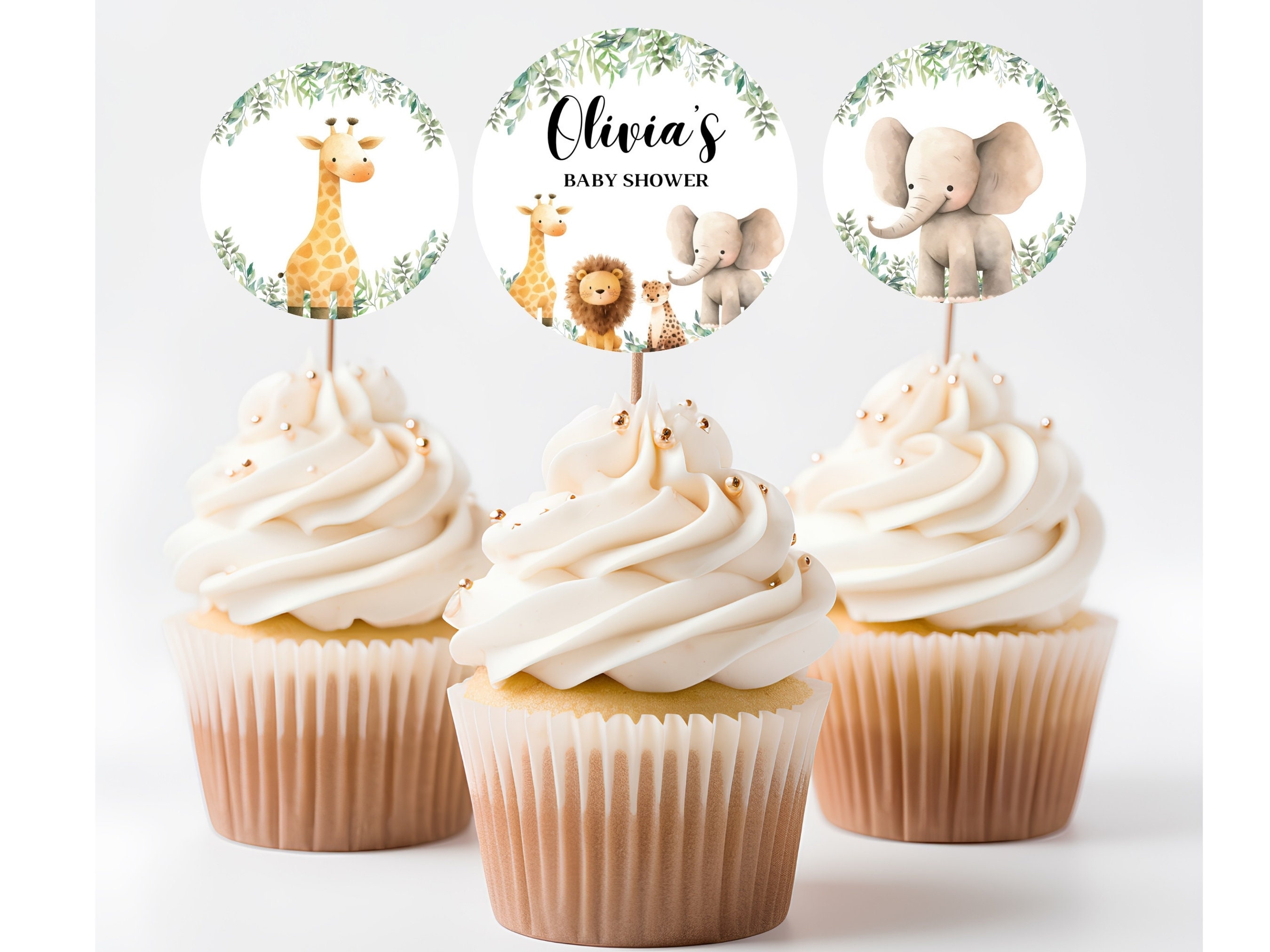 Safari Cupcake Toppers, Safari Baby Shower Cupcake Toppers, Jungle Baby ...