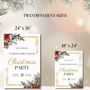 Editable Christmas Party Welcome Sign Template (canva Templates ...