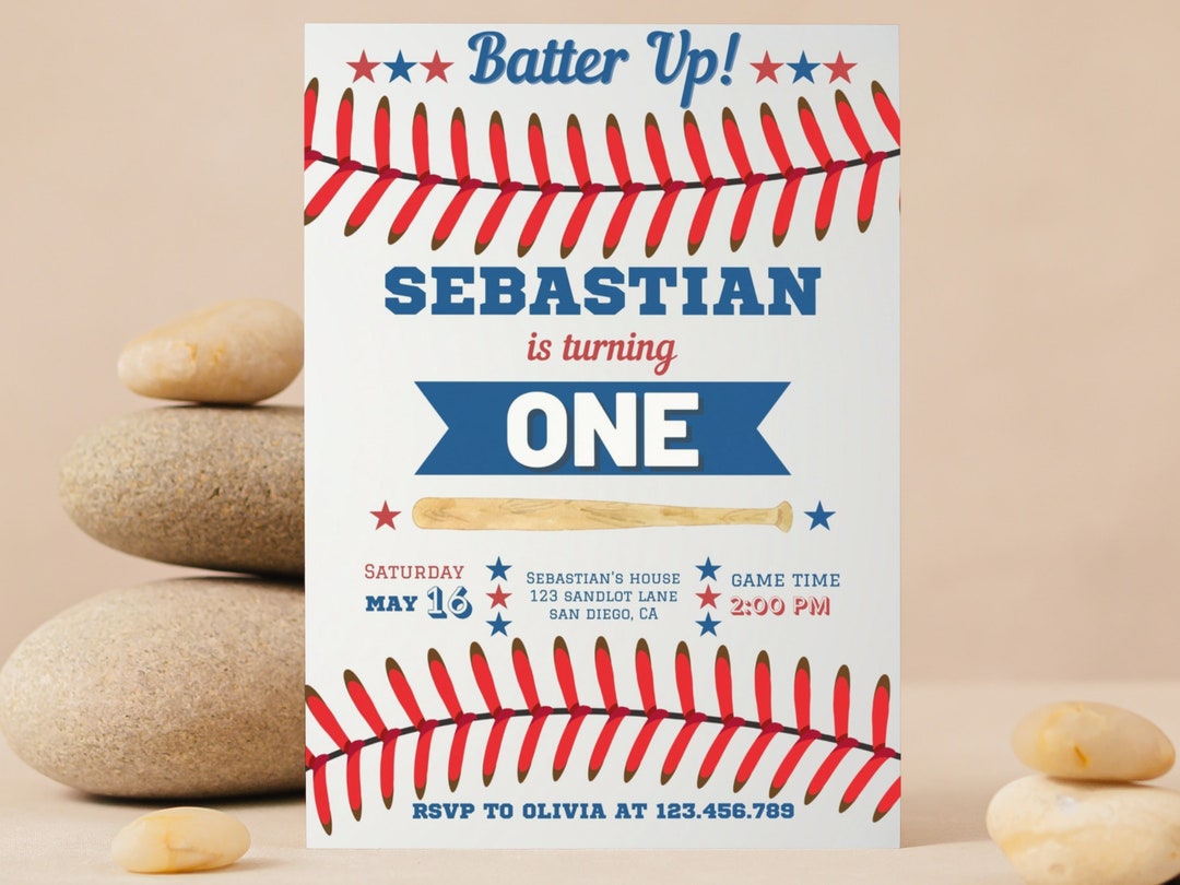 Baseball First Birthday Invitation: Sports Party (editable Canva ...