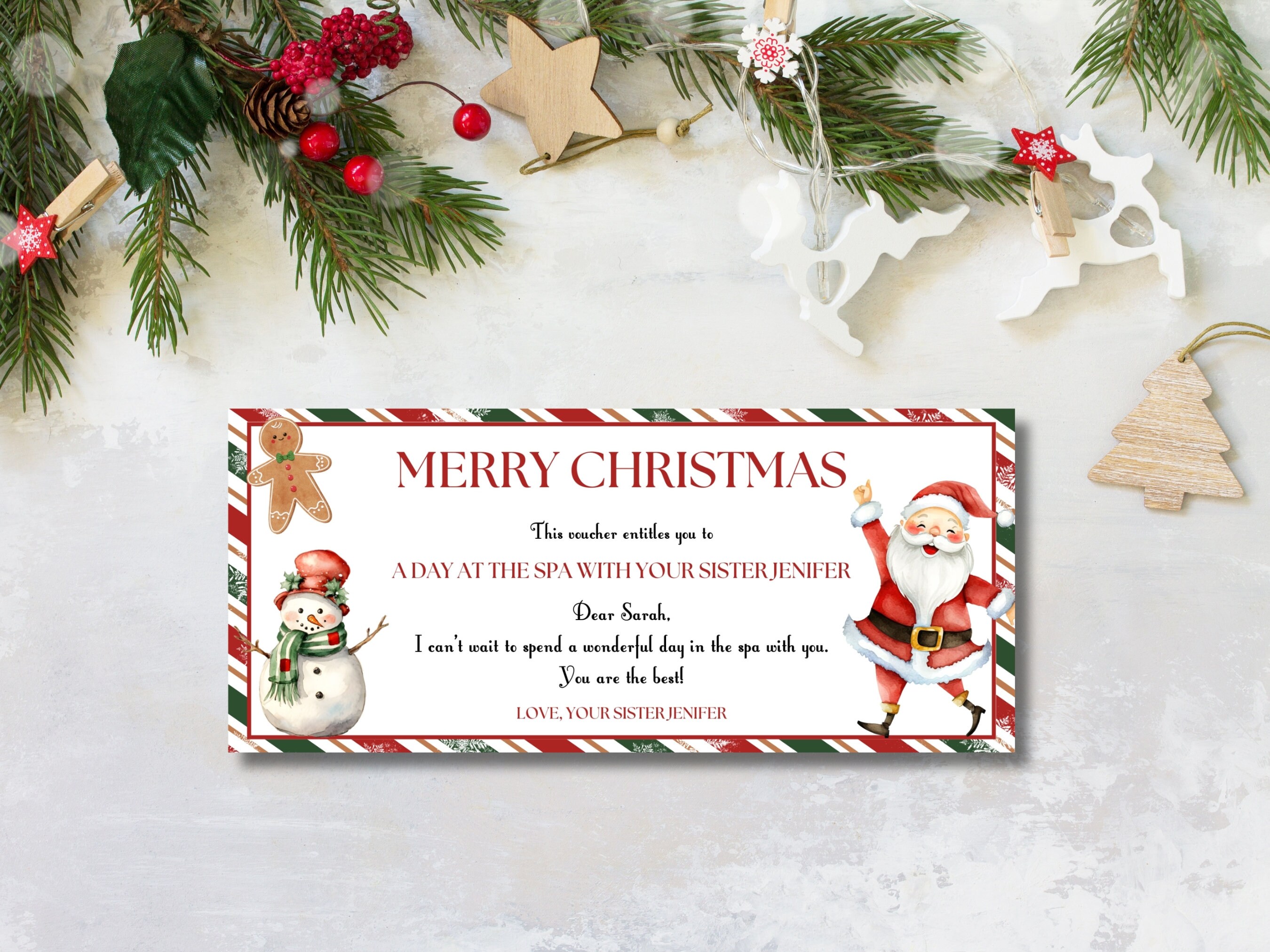 Christmas Gift Voucher Template, Editable Christmas Gift Certificate ...