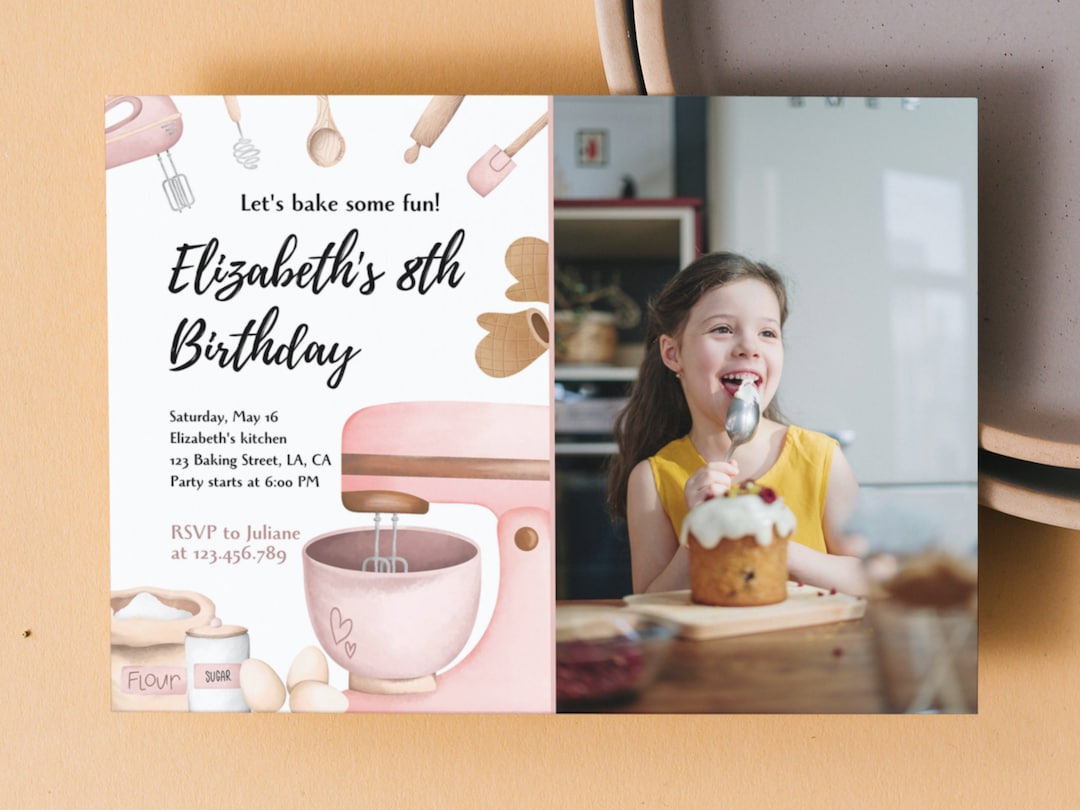 Cooking Birthday Party Invitation, Baking Birthday Card, Baking Party ...