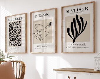 Set of 3 Matisse Prints Mid Century Modern Wall Art Neutral - Etsy