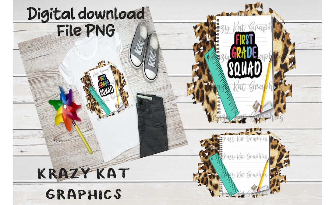 First Grade Squad/blank/ Leopard/t-shirt, Waterslide, Sublimation ...