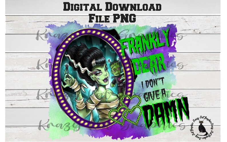 Frankenstein Bride Halloween PNG: Frankly Dear, Sublimation Clipart ...