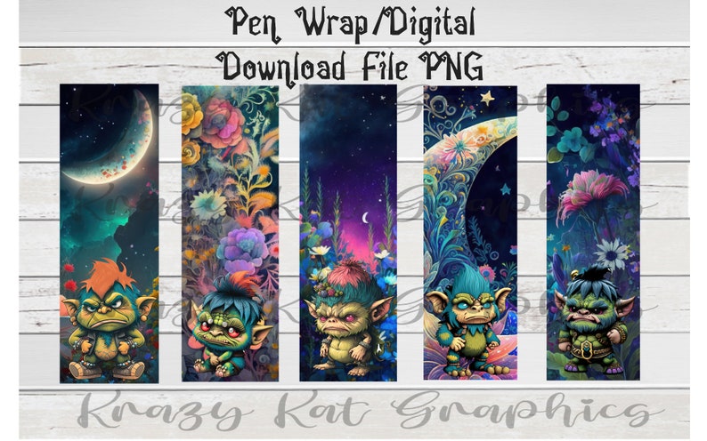 Magical Forest Trolls Pen Wrap: Ink Joy Pen, Digital PNG File - Etsy
