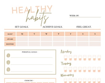 Customizable Healthy Habits Tracker - Etsy