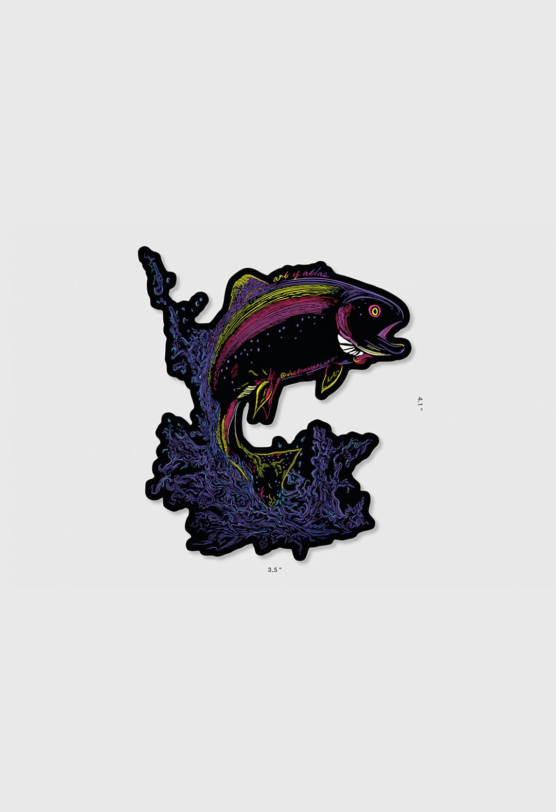 The Rainbow Fish Sticker, Holographic Fish Sticker, Rainbow Trout Art ...