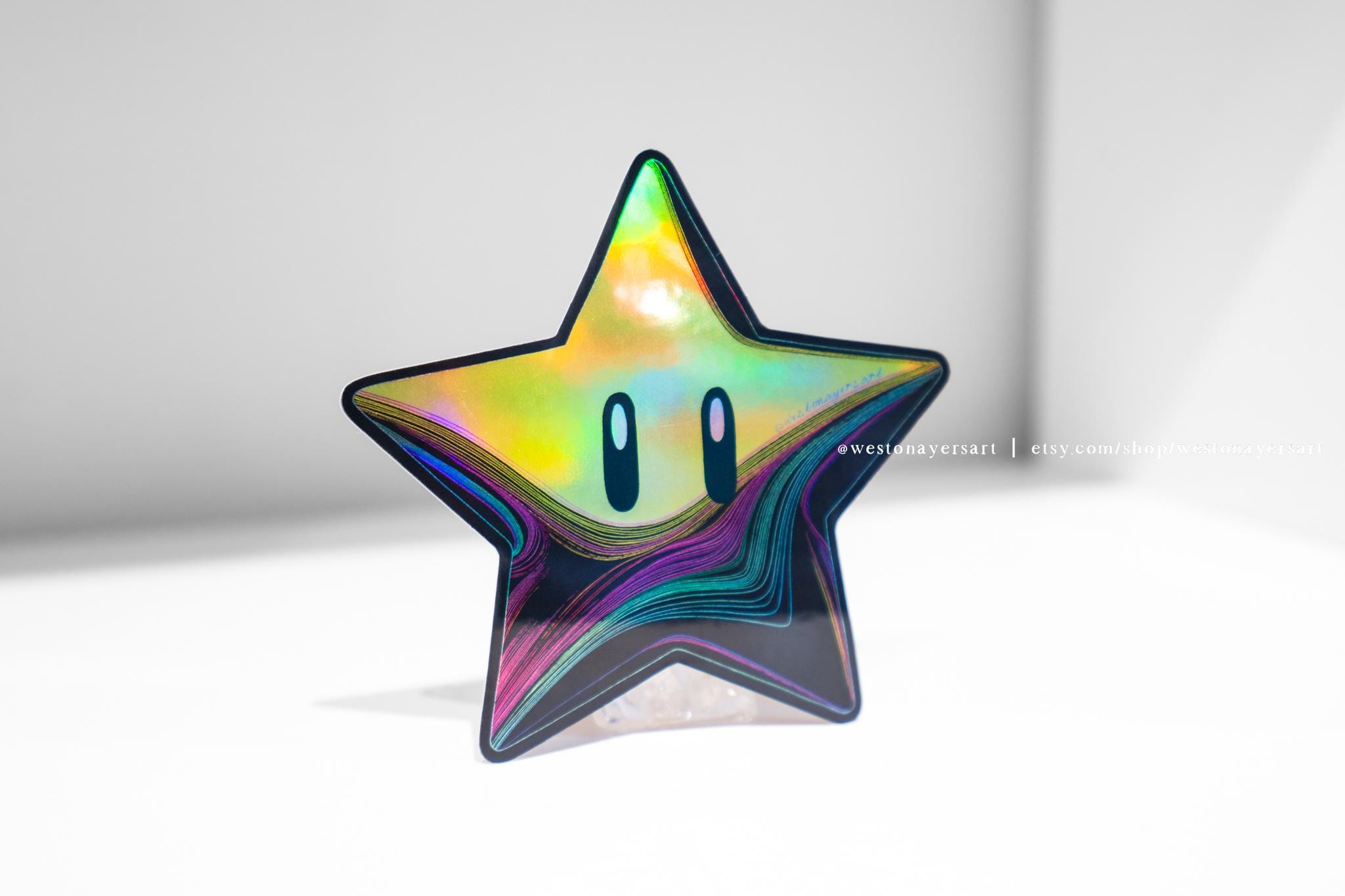 Super Mario Invincibility Star Sticker, Mario Stickers, Holographic ...
