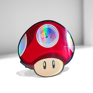Super Mario Mushroom Stickers, Mario Bros Stickers, Holographic ...
