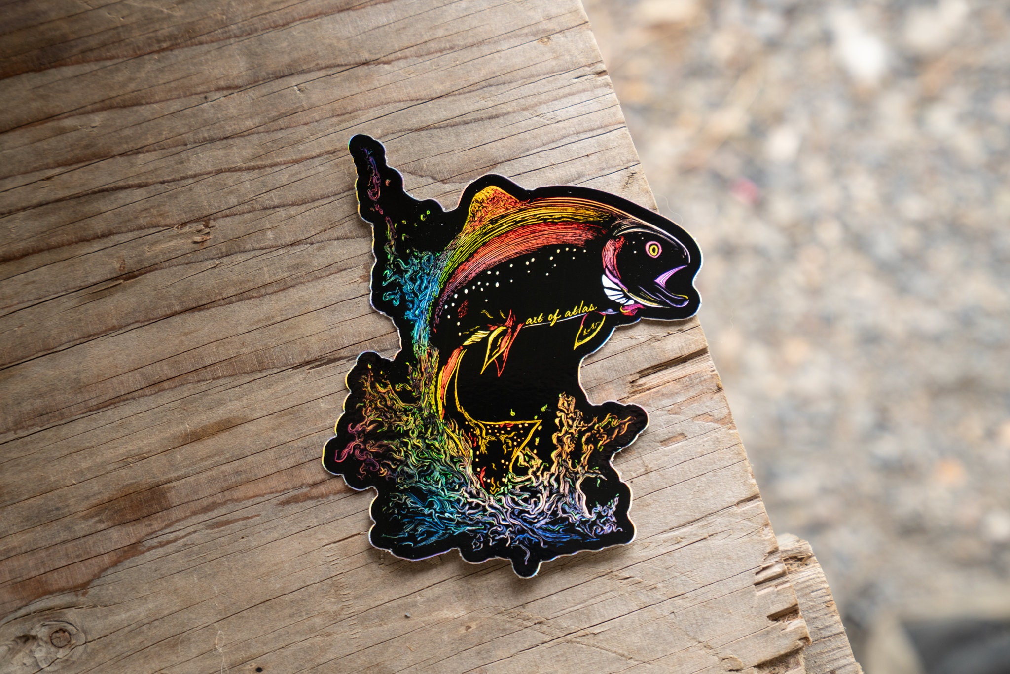 The Rainbow Fish Sticker, Holographic Fish Sticker, Rainbow Trout Art ...