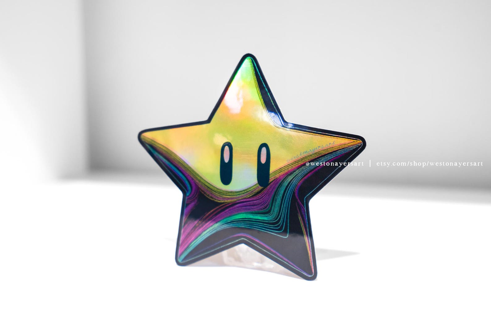 Super Mario Invincibility Star Sticker, Mario Stickers, Holographic ...