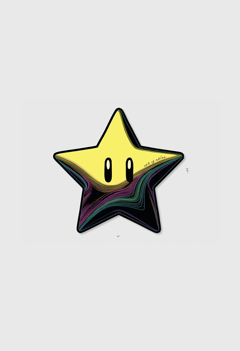 Super Mario Invincibility Star Sticker, Mario Stickers, Holographic ...