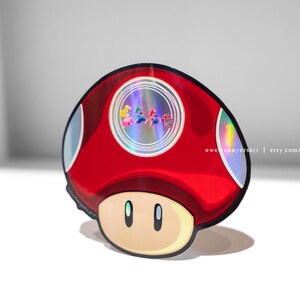 Super Mario Mushroom Stickers, Mario Bros Stickers, Holographic ...