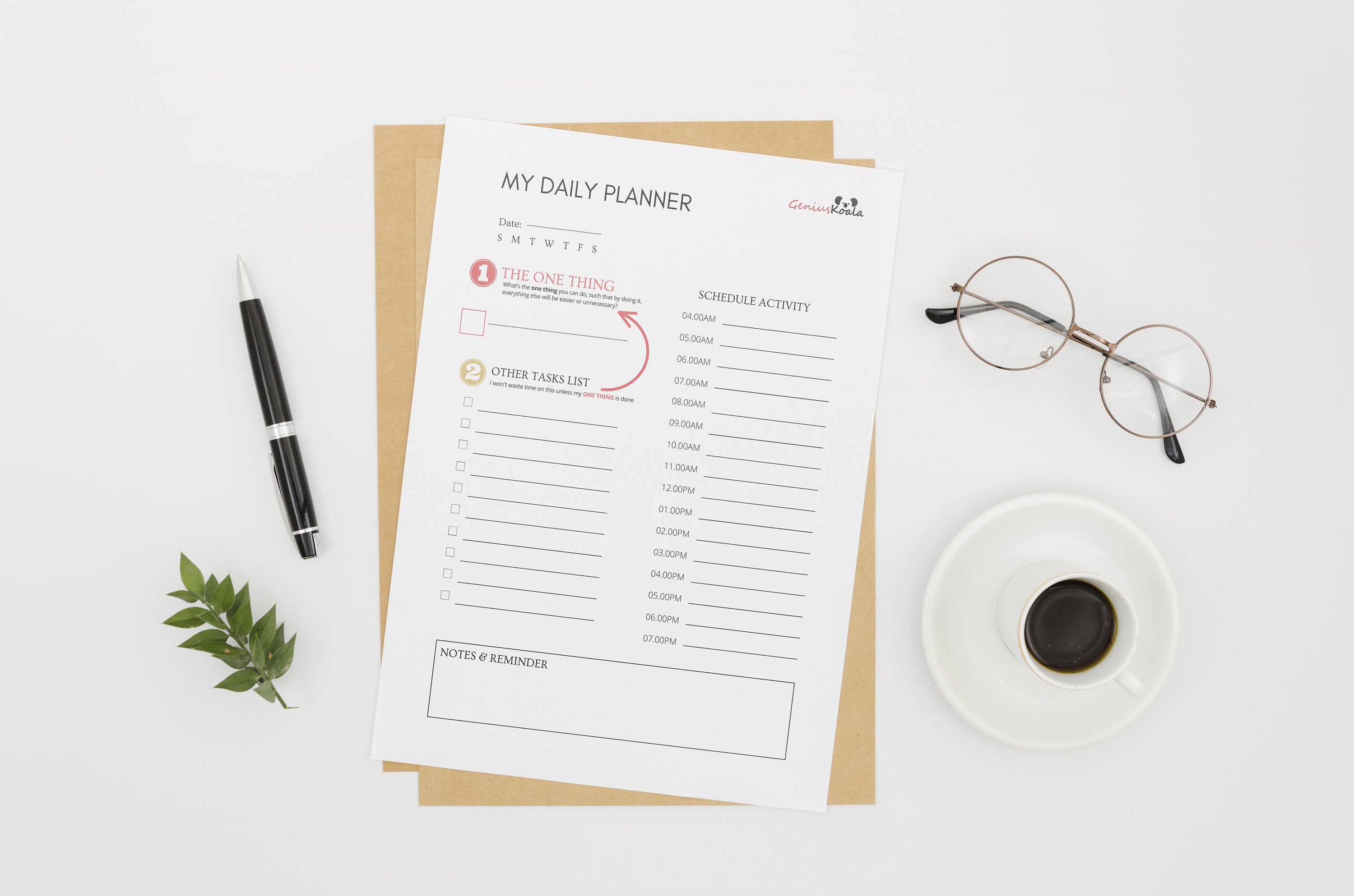 THE ONE THING Minimalist Printable Digital Daily Planner, to Do Tasks ...