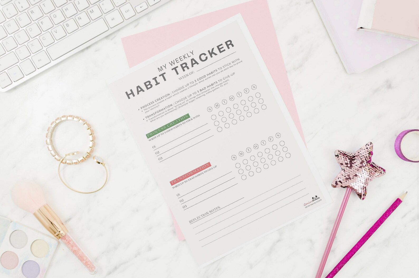 Habit Tracker Printable Weekly Tracker With Reflection Notes, Instant ...