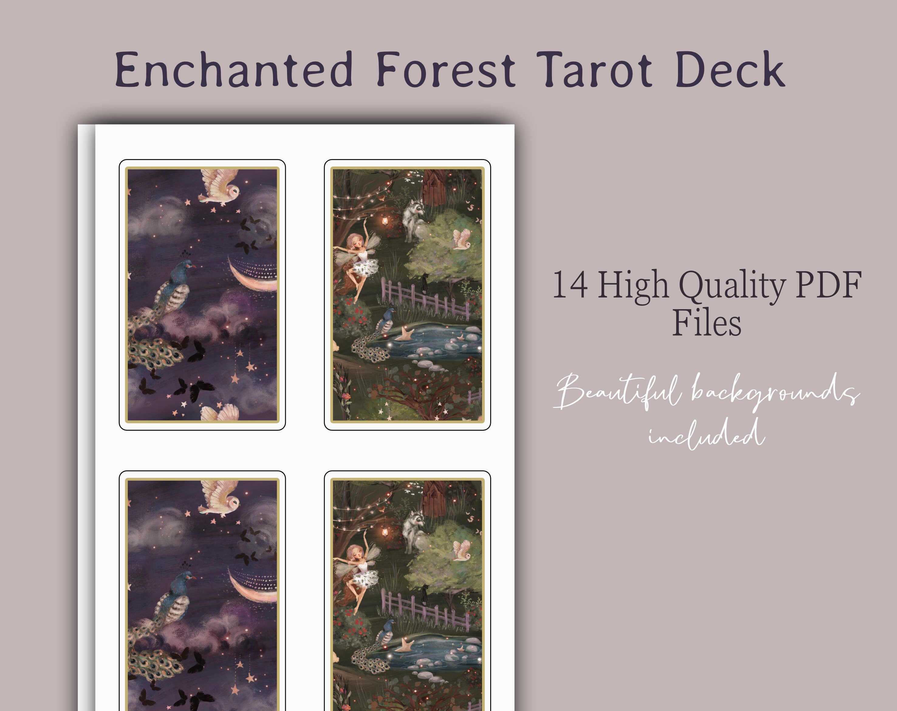 Printable Tarot Deck, Enchanted Forest Tarot Cards, Tarot Card Deck ...