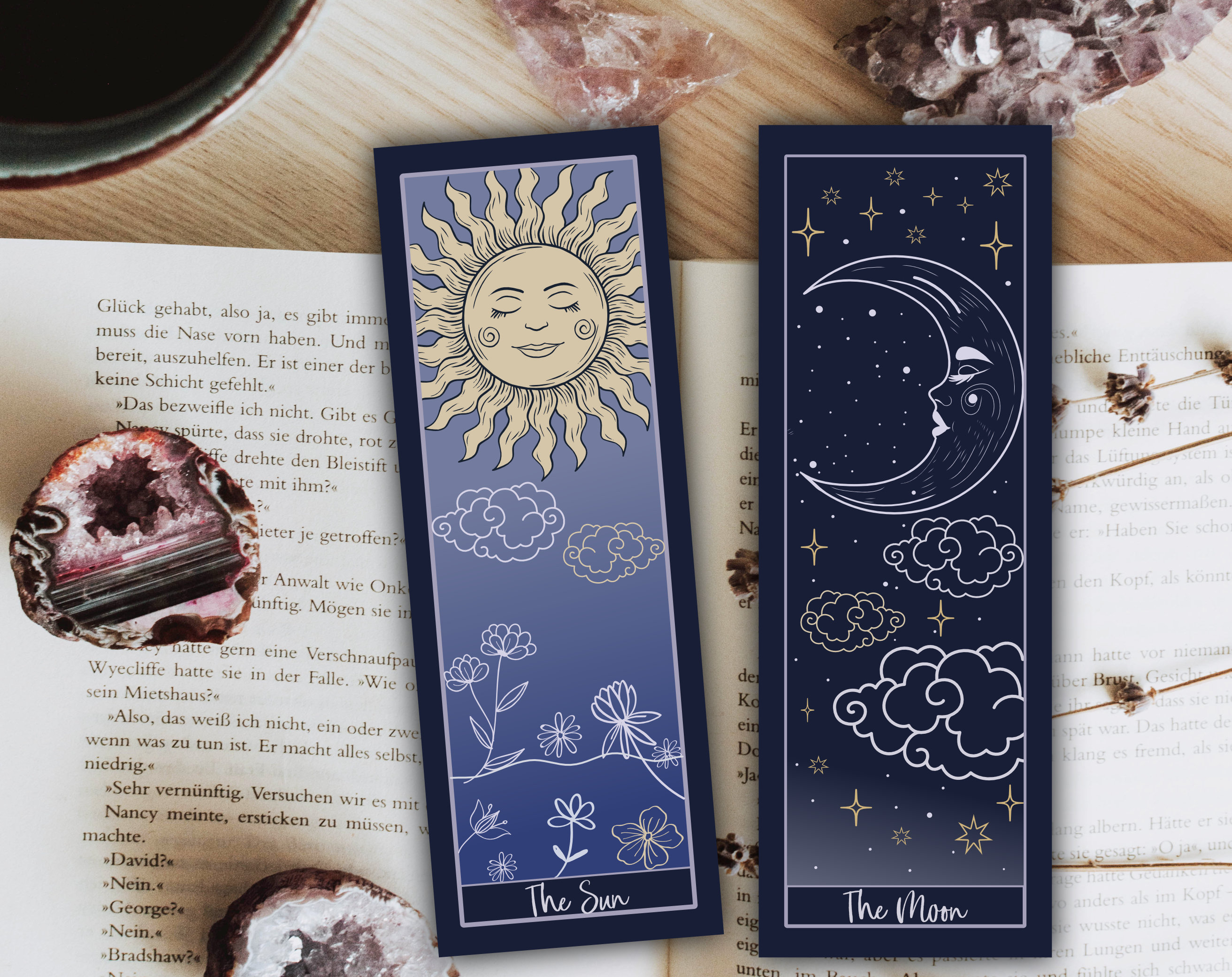 Tarot the Sun and Moon Bookmark, Tarot Bookmark, Tarot Workbook ...