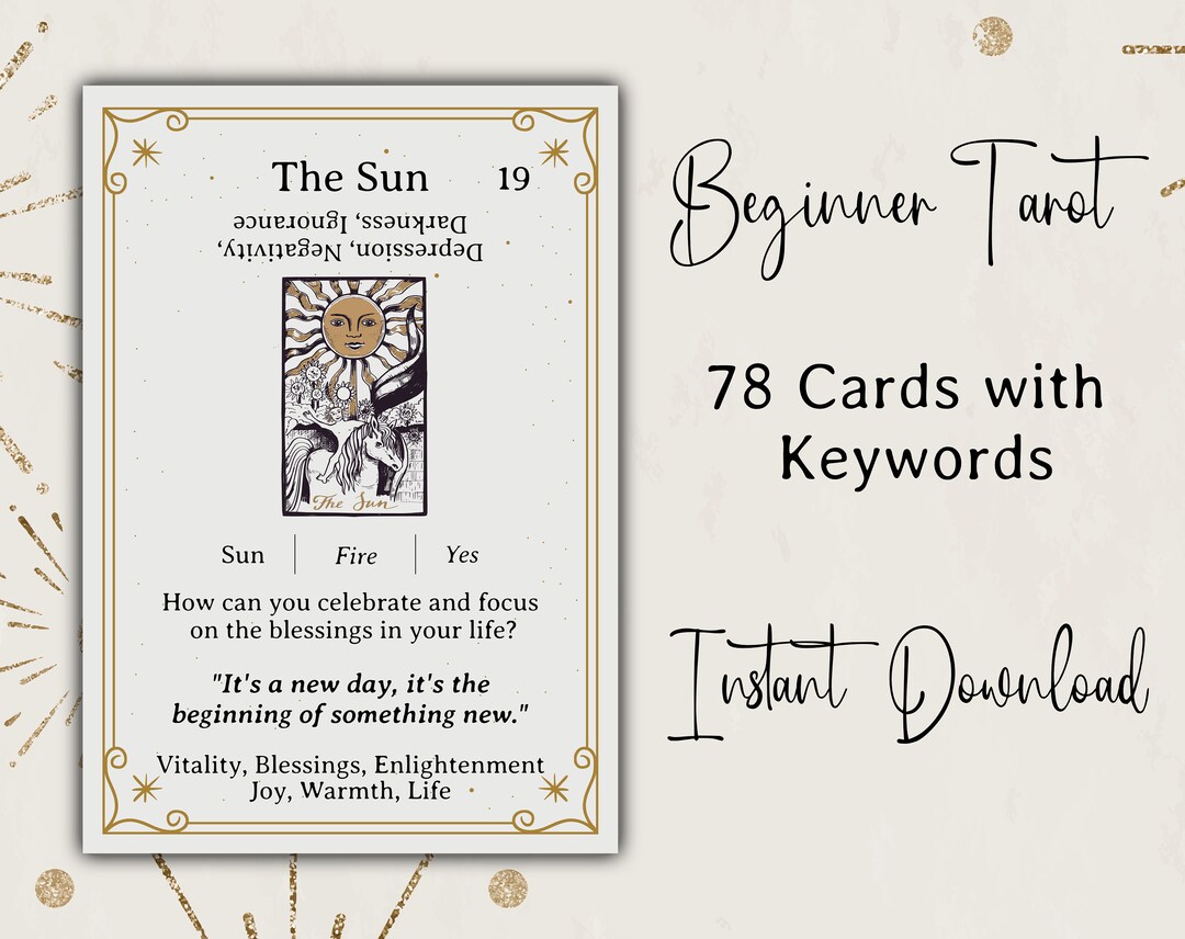 Beginner Vintage Gold Tarot Deck, Tarot Cards, Learn Pick a Card Tarot ...