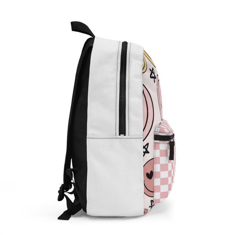 Pastel Pink Checkered Smiley Face With Stars and X Eyes Backpack | Cute ...