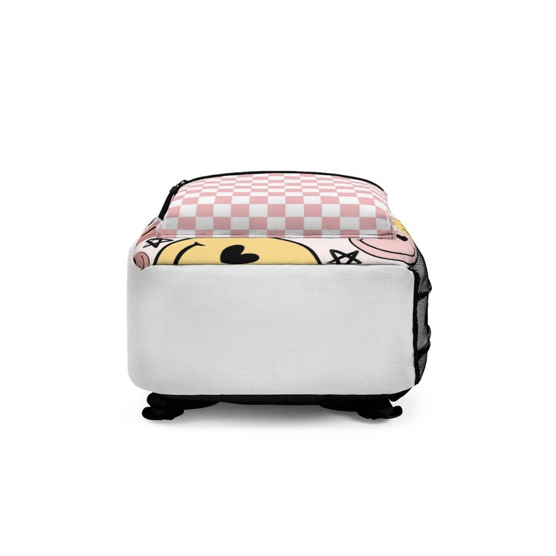 Pastel Pink Checkered Smiley Face With Stars and X Eyes Backpack | Cute ...