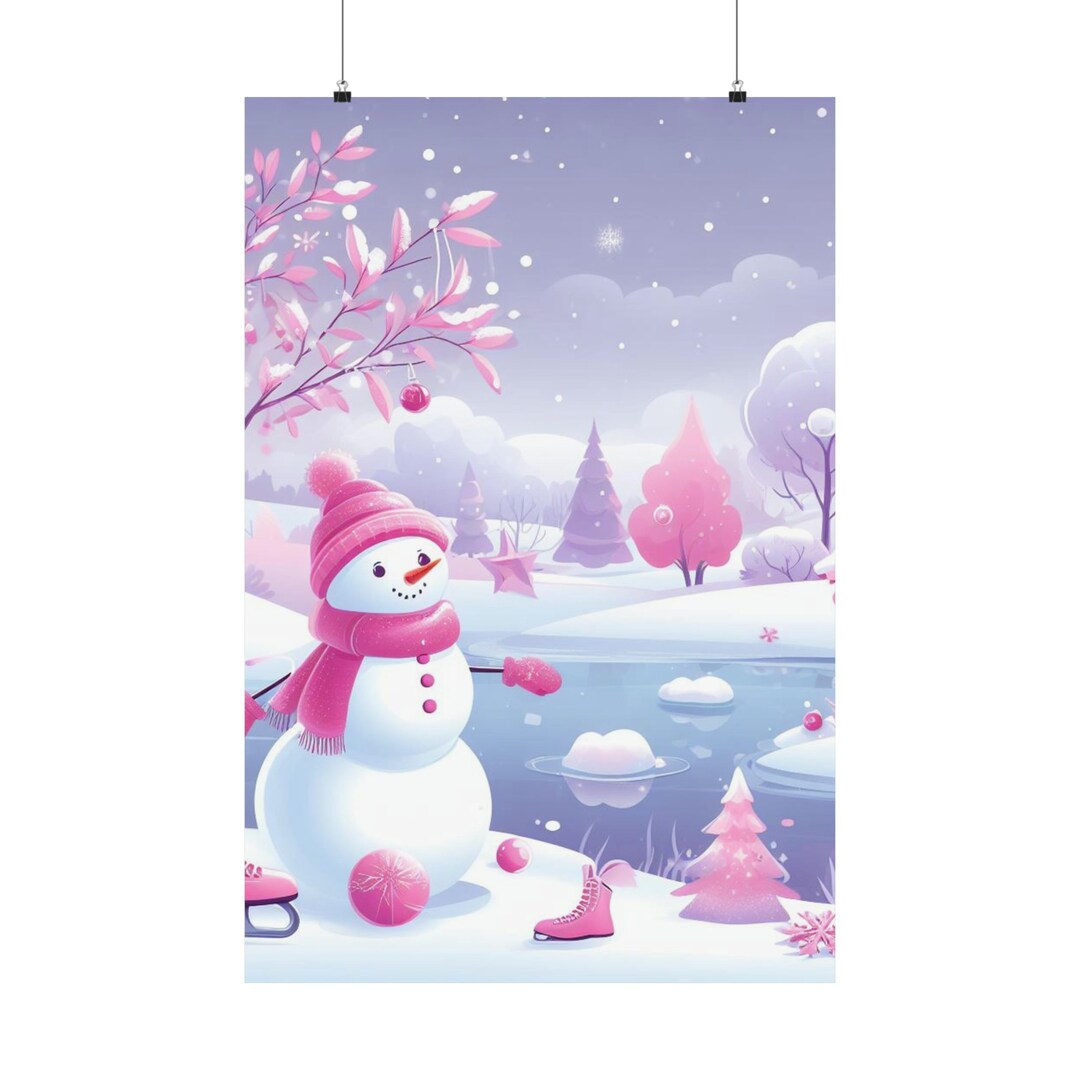 Matte Vertical Posters, Pink Winter, Christmas - Etsy